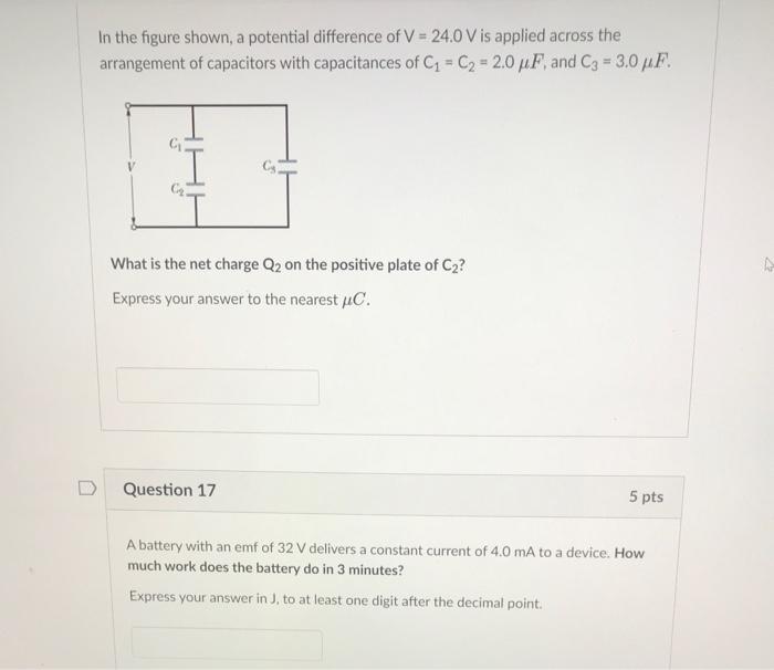 Solved In the figure shown, a potential difference of V = | Chegg.com