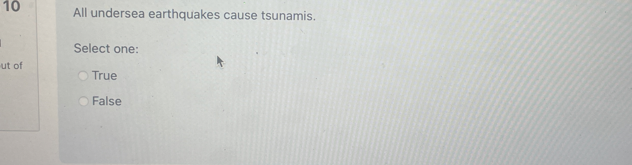 Solved All undersea earthquakes cause tsunamis.Select | Chegg.com
