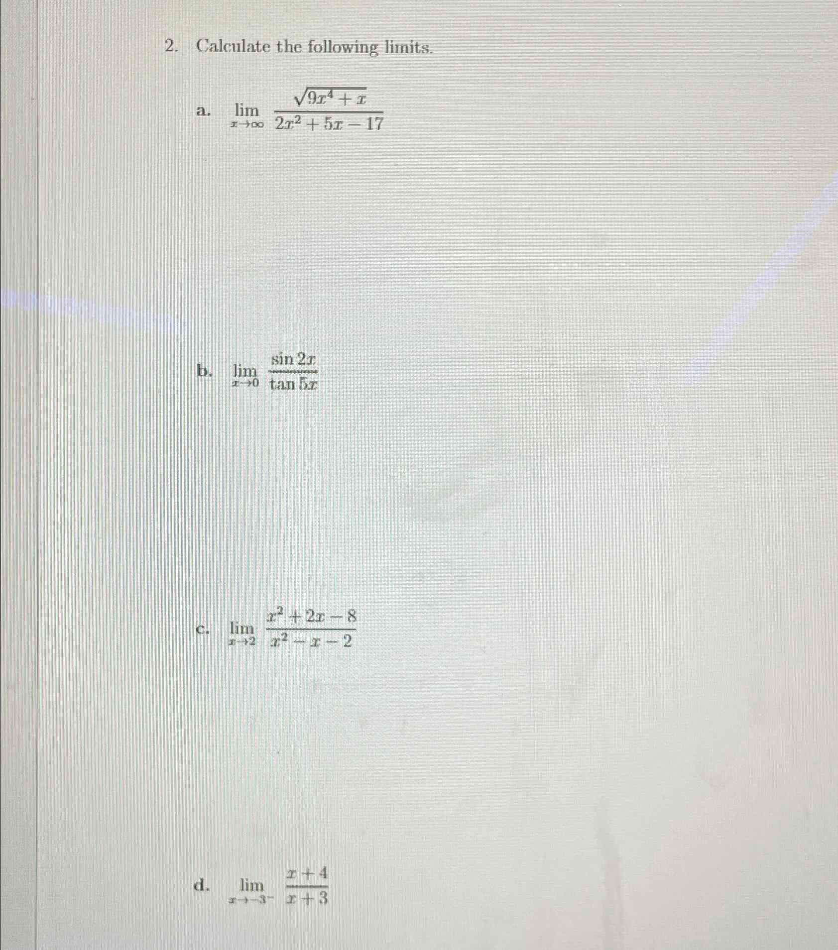 Solved Calculate the following | Chegg.com