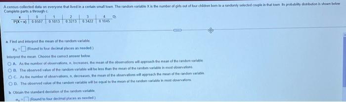 Solved parts a A cemun colected data on everyone that ived | Chegg.com