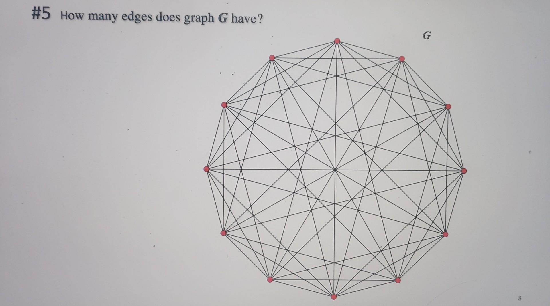 Solved #5 How many edges does graph G have? G 8 | Chegg.com
