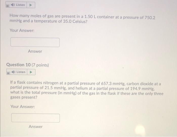 Solved Listen How many moles of gas are present in a 1.50 L | Chegg.com