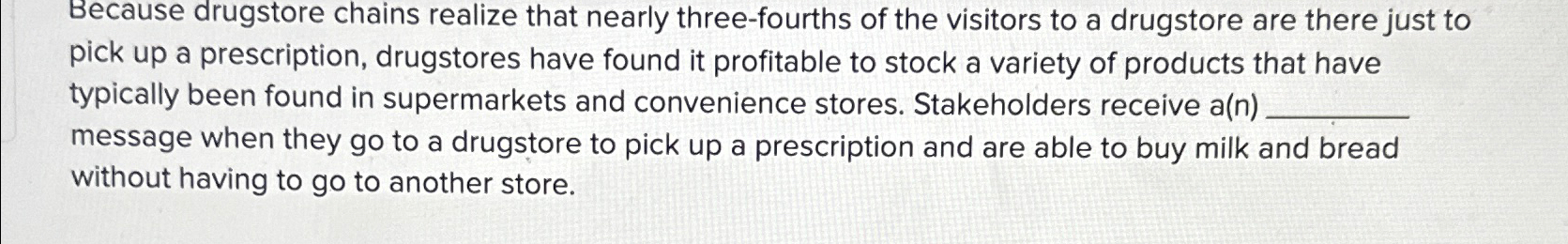 Solved Because drugstore chains realize that nearly | Chegg.com