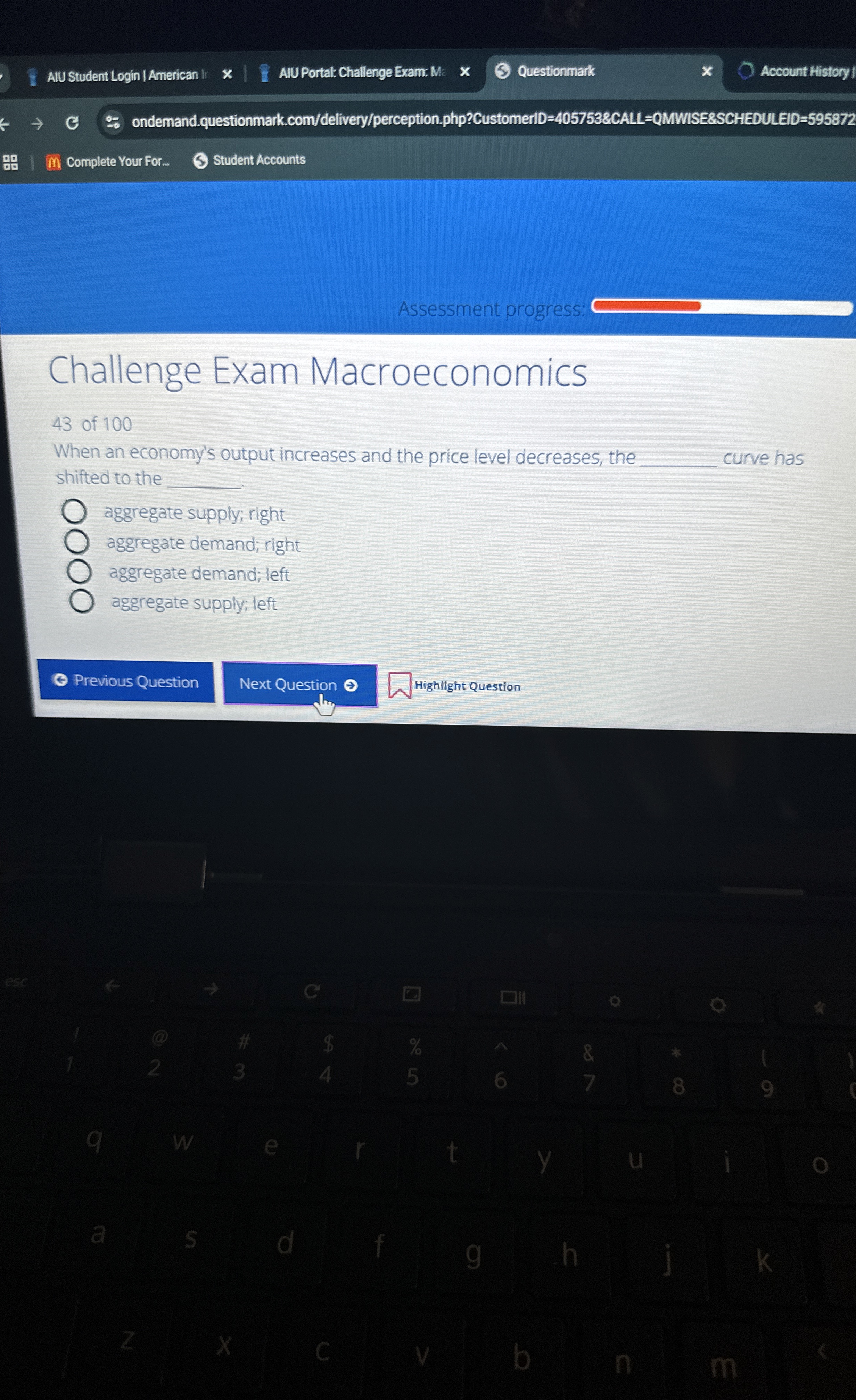 Solved Challenge Exam Macroeconomics43 ﻿of 100When an | Chegg.com