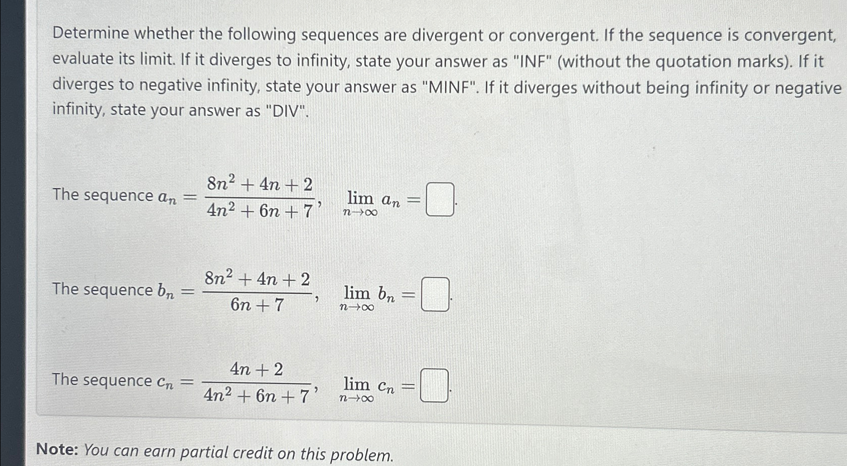 Solved Determine whether the following sequences are | Chegg.com
