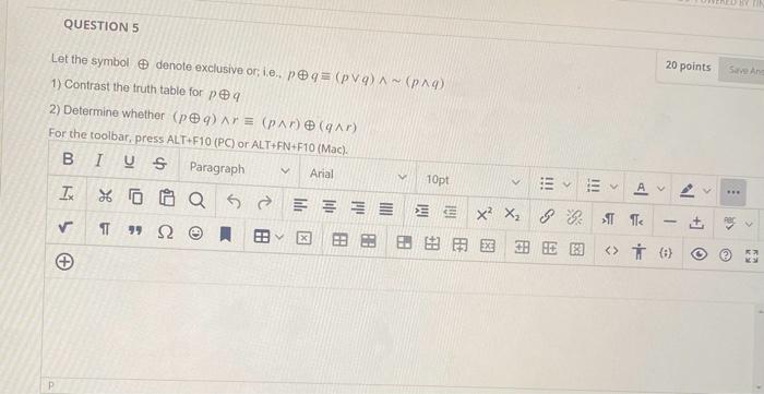 Solved Let the symbol ⊕ denote exclusive or; i.e, | Chegg.com