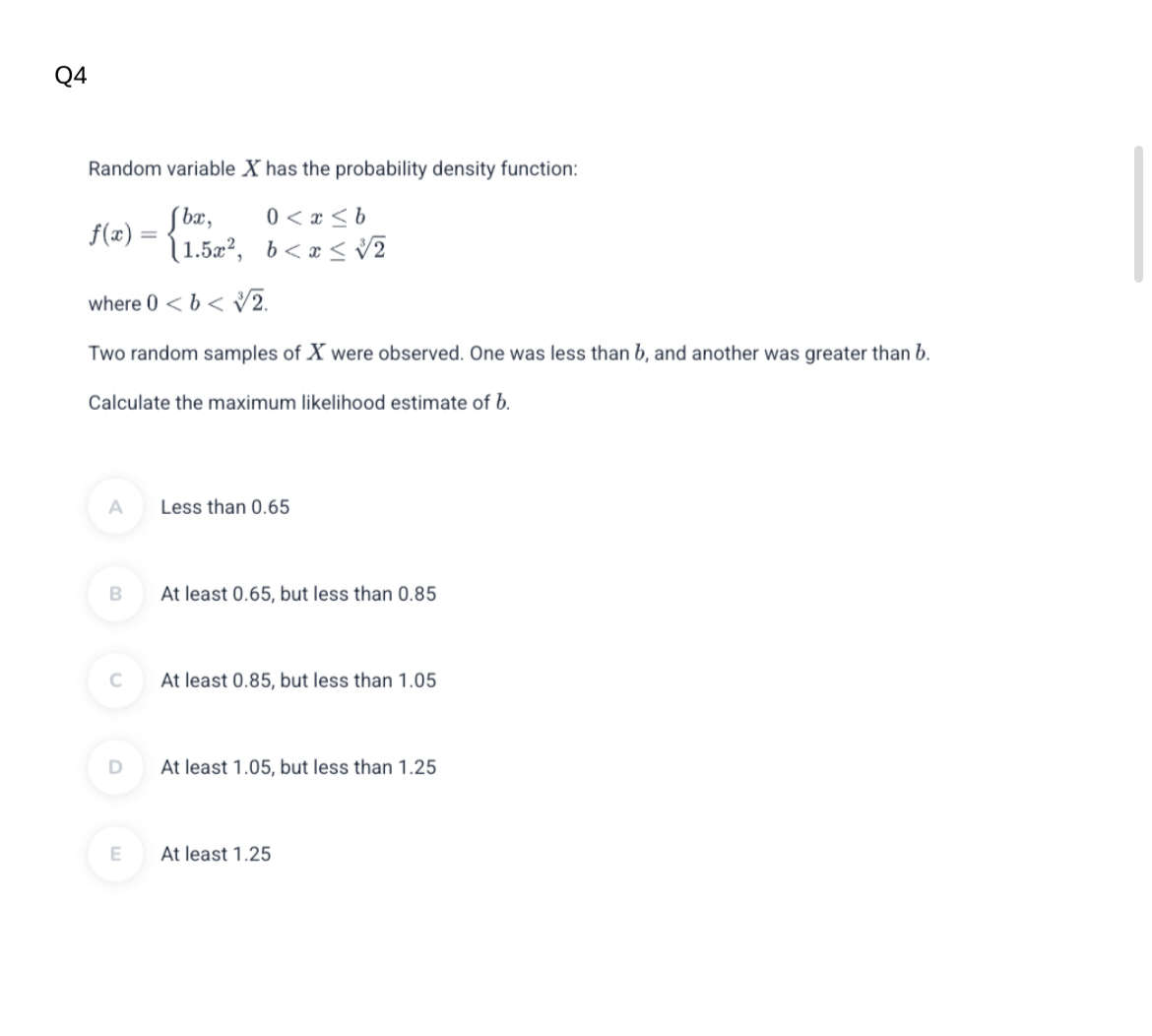 Solved Q4Random variable x ﻿has the probability density | Chegg.com