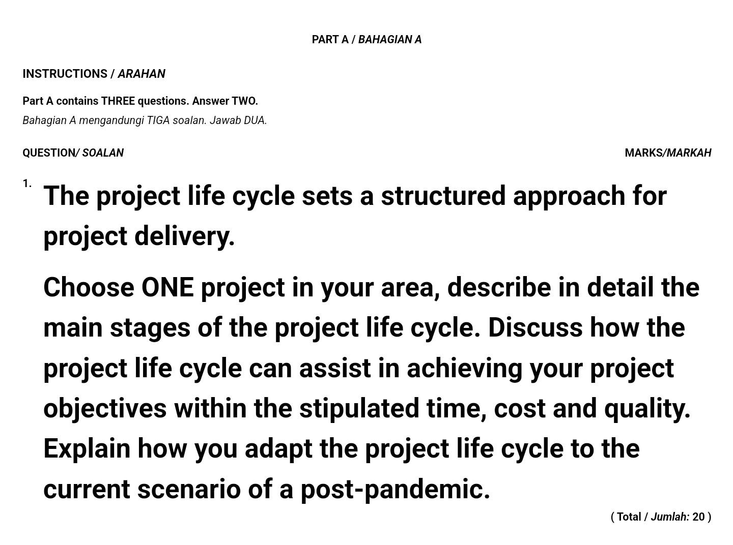 Solved The Project Life Cycle Sets A Structured Approach For
