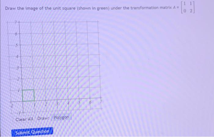 Solved Draw the image of the unit square (shown in green) | Chegg.com