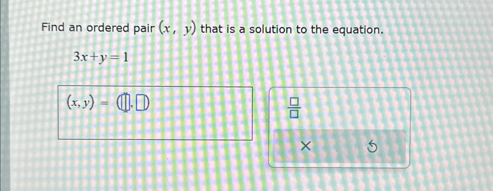 Solved Find an ordered pair (x,y) ﻿that is a solution to the | Chegg.com