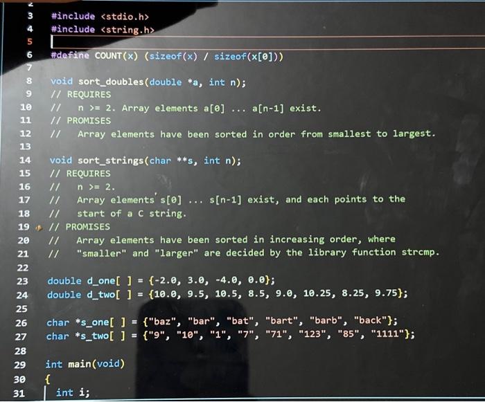 Solved Exercise F Processing Arrays Of Pointers In C Read