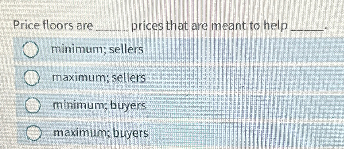 Solved Price floors areprices that are meant to helpminimum; | Chegg.com