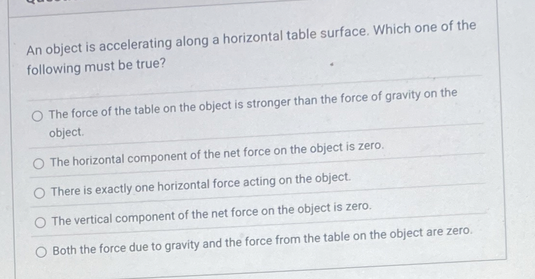 Solved An object is accelerating along a horizontal table | Chegg.com