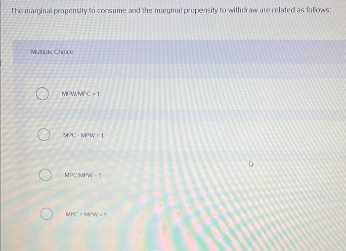 Solved The marginal propensity to consume and the marginal | Chegg.com