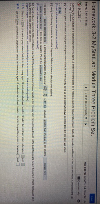 Solved Homework: 3-2 My StatLab: Module Three Problem Set | Chegg.com