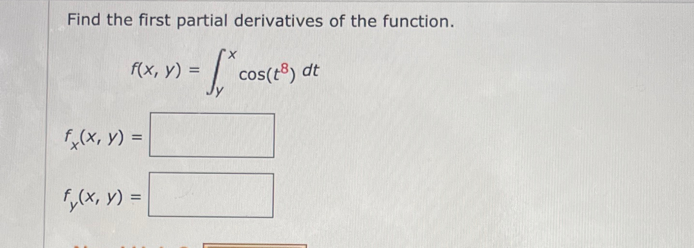 Solved Find the first partial derivatives of the | Chegg.com