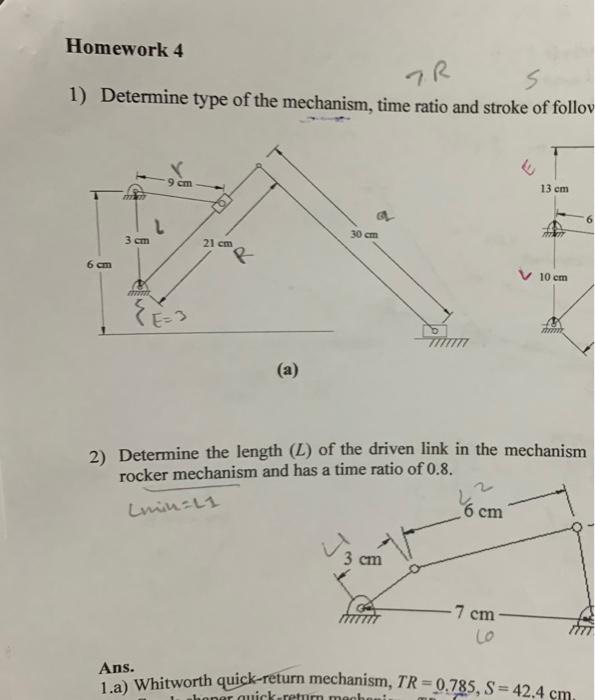 Solved 1) Determine type of the mechanism, time ratio and | Chegg.com