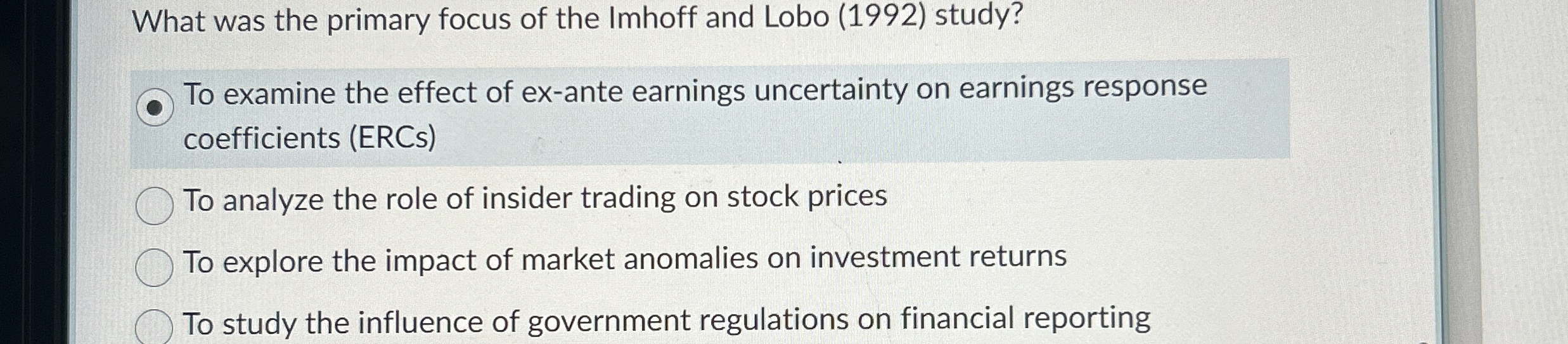 Solved What was the primary focus of the Imhoff and Lobo | Chegg.com