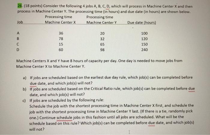 Solved 26. (18 points) Consider the following 4 jobs A, B, | Chegg.com