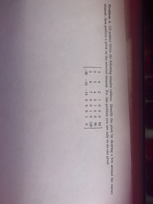 Solved Problem 4. (10 points) Given the following simplex | Chegg.com