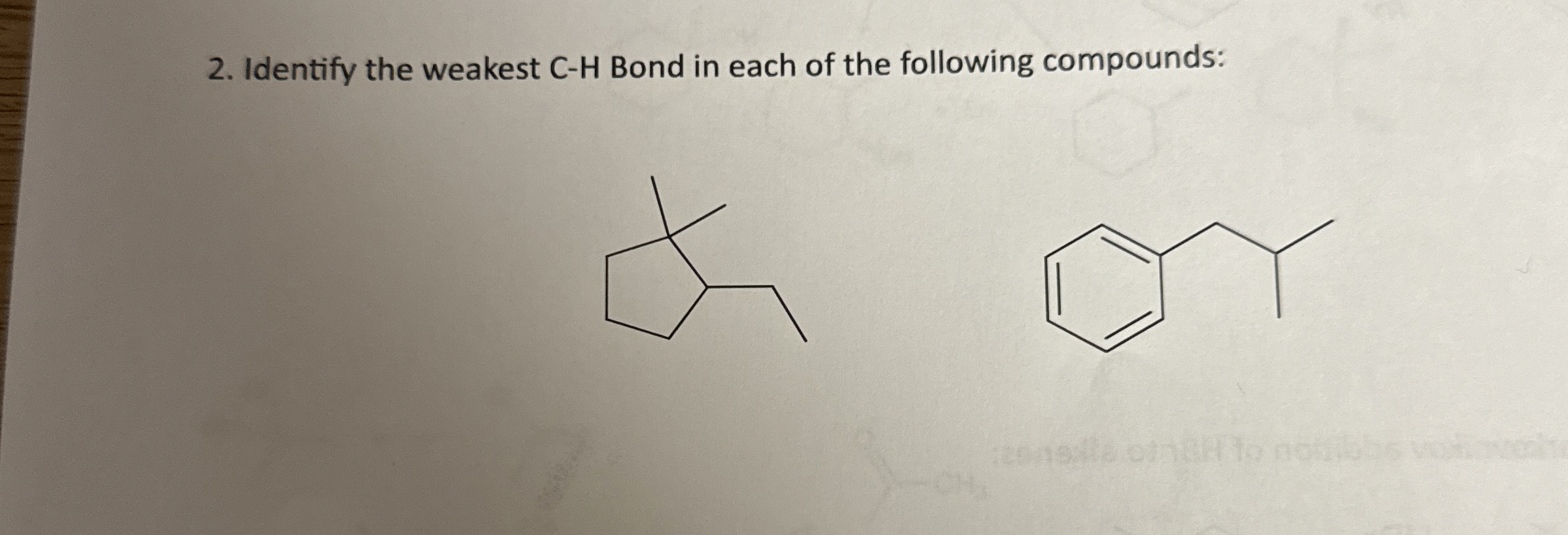 Solved Identify the weakest C-H ﻿Bond in each of the | Chegg.com