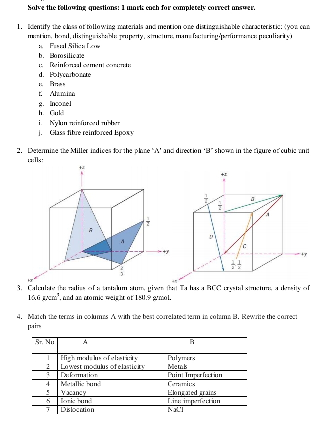 Solved Solve the following questions: 1 ﻿mark each for | Chegg.com