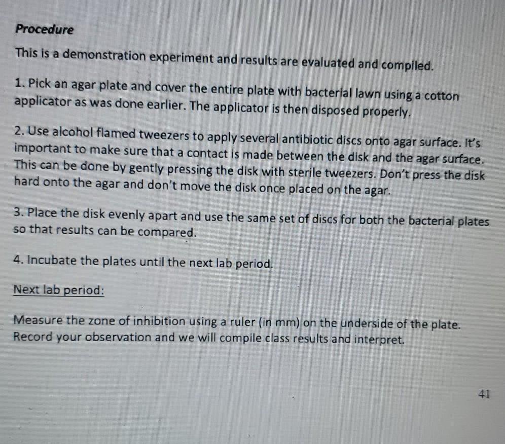 Solved Your Name Experiment Date Expt # 19. Antibiotic Disc | Chegg.com