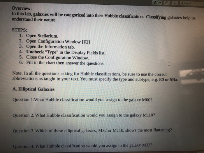 Solved Overview: In this lab, galaxies will be categorized | Chegg.com