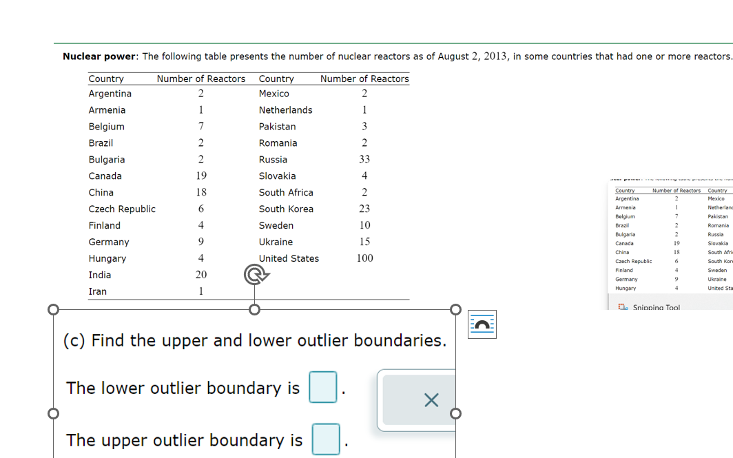 Solved Nuclear power: The following table presents the | Chegg.com