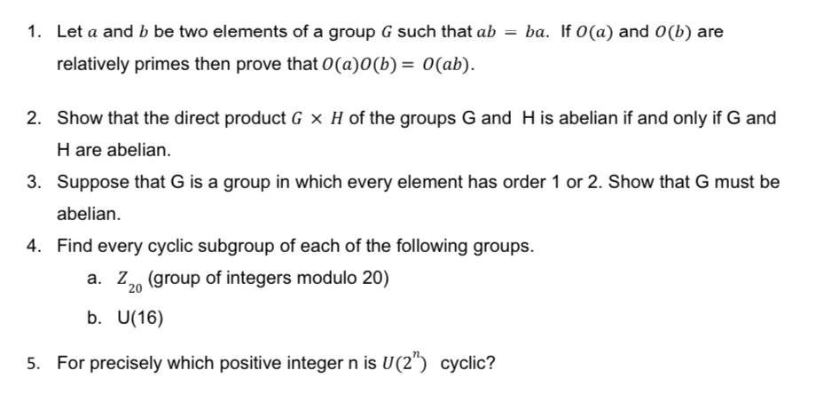Let a and b ﻿be two elements of a group G ﻿such that | Chegg.com