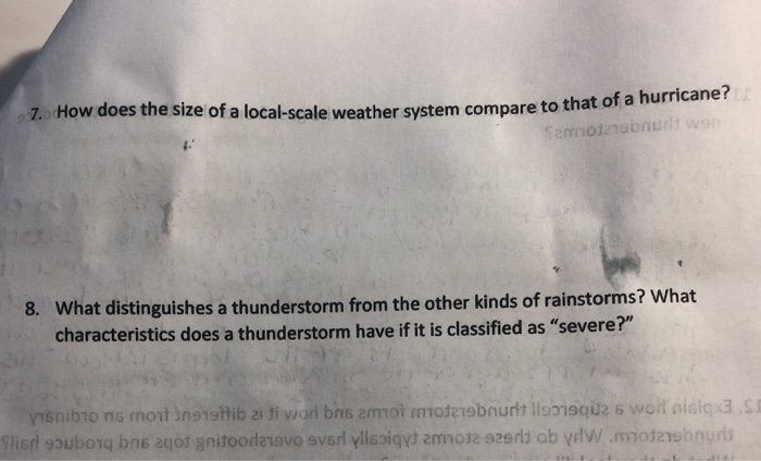 Solved 7. How does the size of a local-scale weather system | Chegg.com