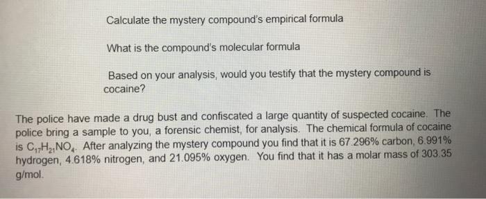 Solved Calculate the mystery compound's empirical formula | Chegg.com