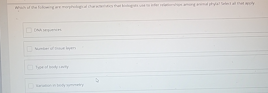 Solved Which of the following are morphological | Chegg.com