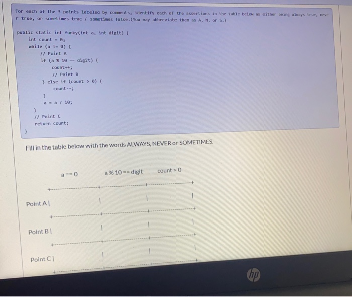 Solved For each of the 3 points labeled by comments, | Chegg.com