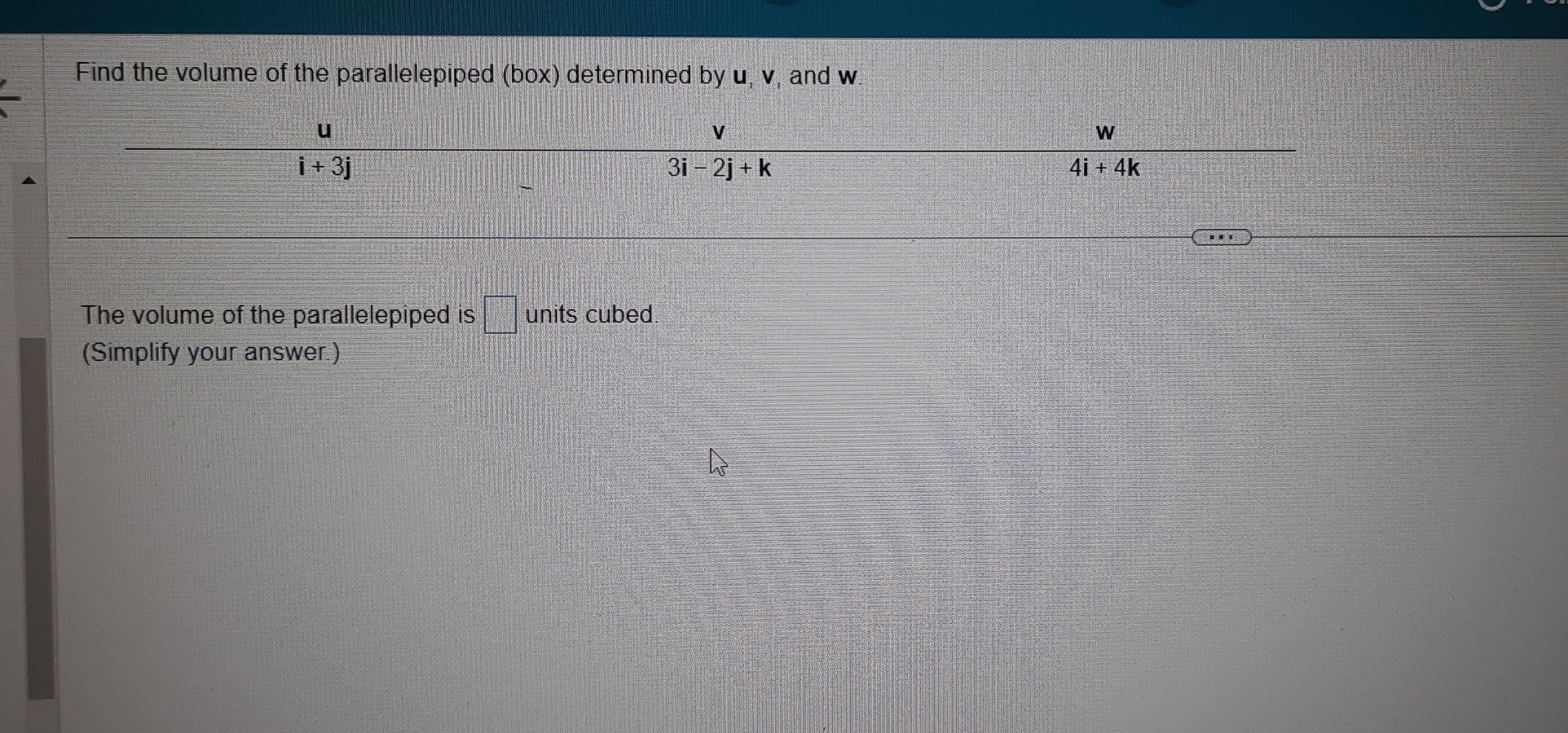 Solved Find the volume of the parallelepiped (box) | Chegg.com