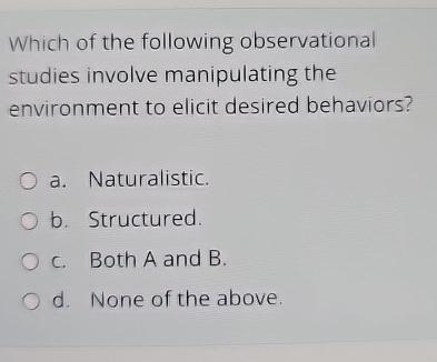 Solved Which of the following observational studies involve | Chegg.com