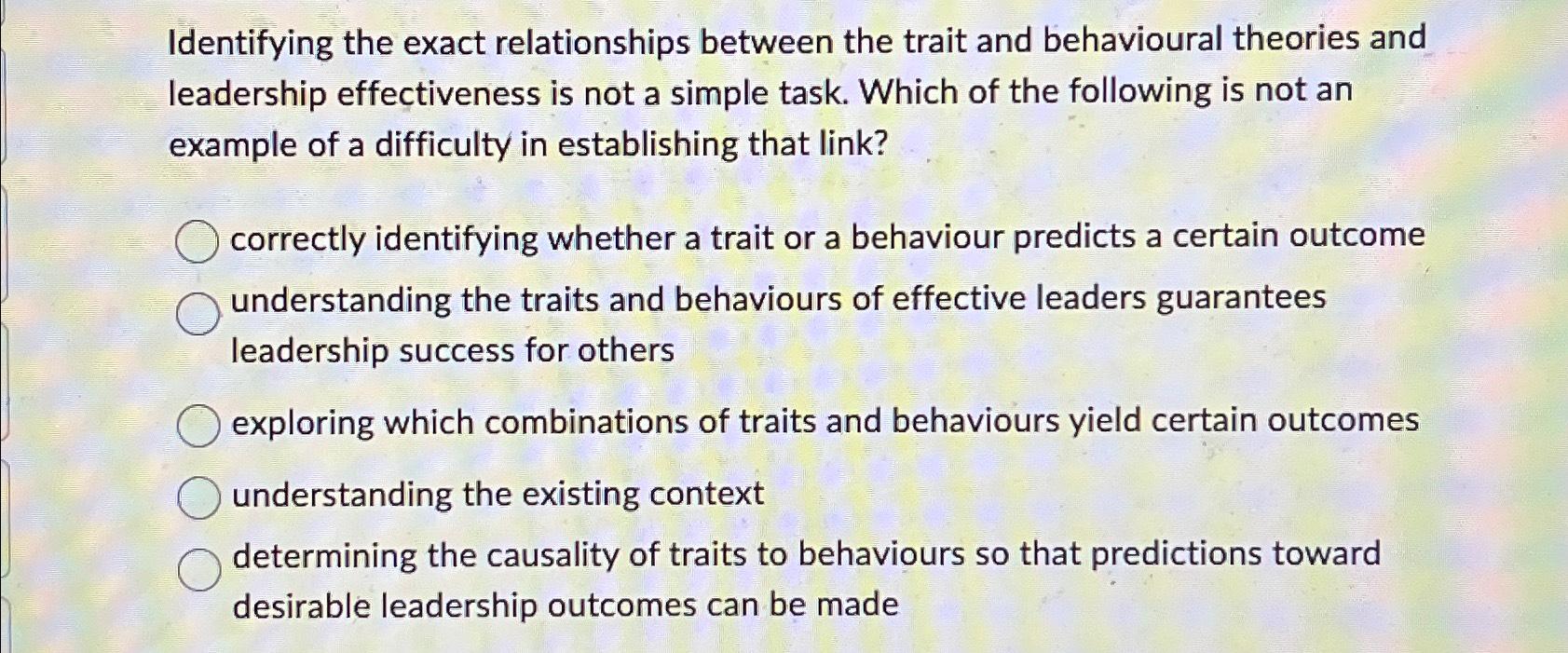 Solved Identifying the exact relationships between the trait | Chegg.com