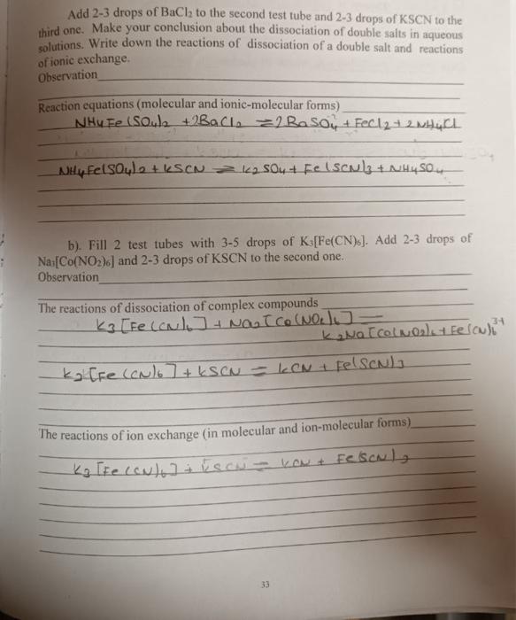 Solved Add 2−3 drops of BaCl2 to the second test tube and | Chegg.com