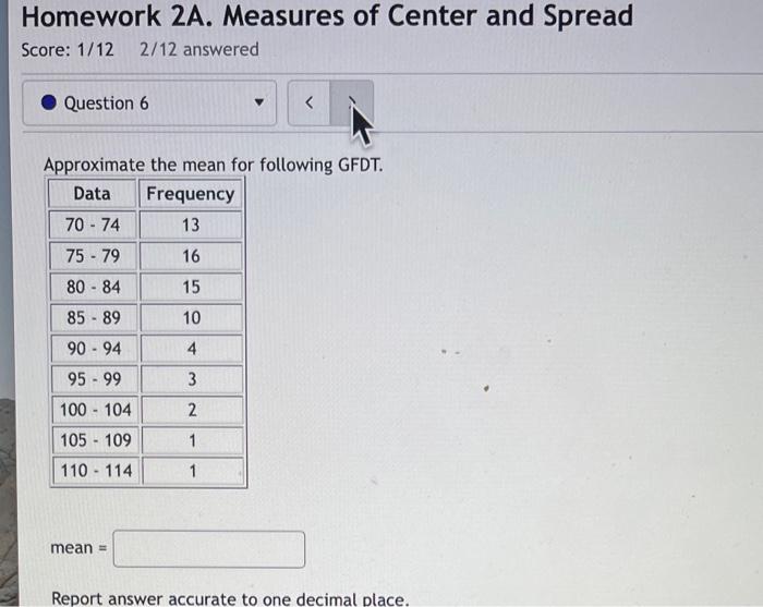 Solved Homework 2A. Measures of Center and Spread Score: | Chegg.com