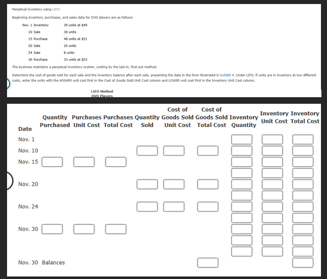 Solved Perpetual inventory using LIFO Beginning irventory, | Chegg.com