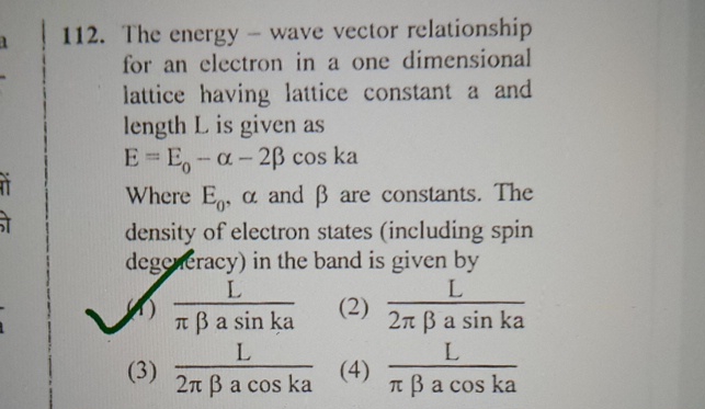 Solved The energy - ﻿wave vector relationship for an | Chegg.com