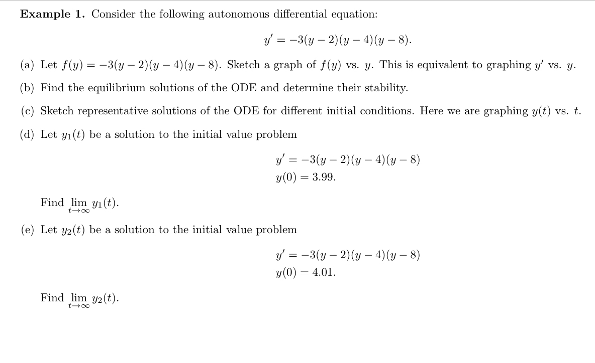 Solved Example 1. ﻿Consider the following autonomous | Chegg.com