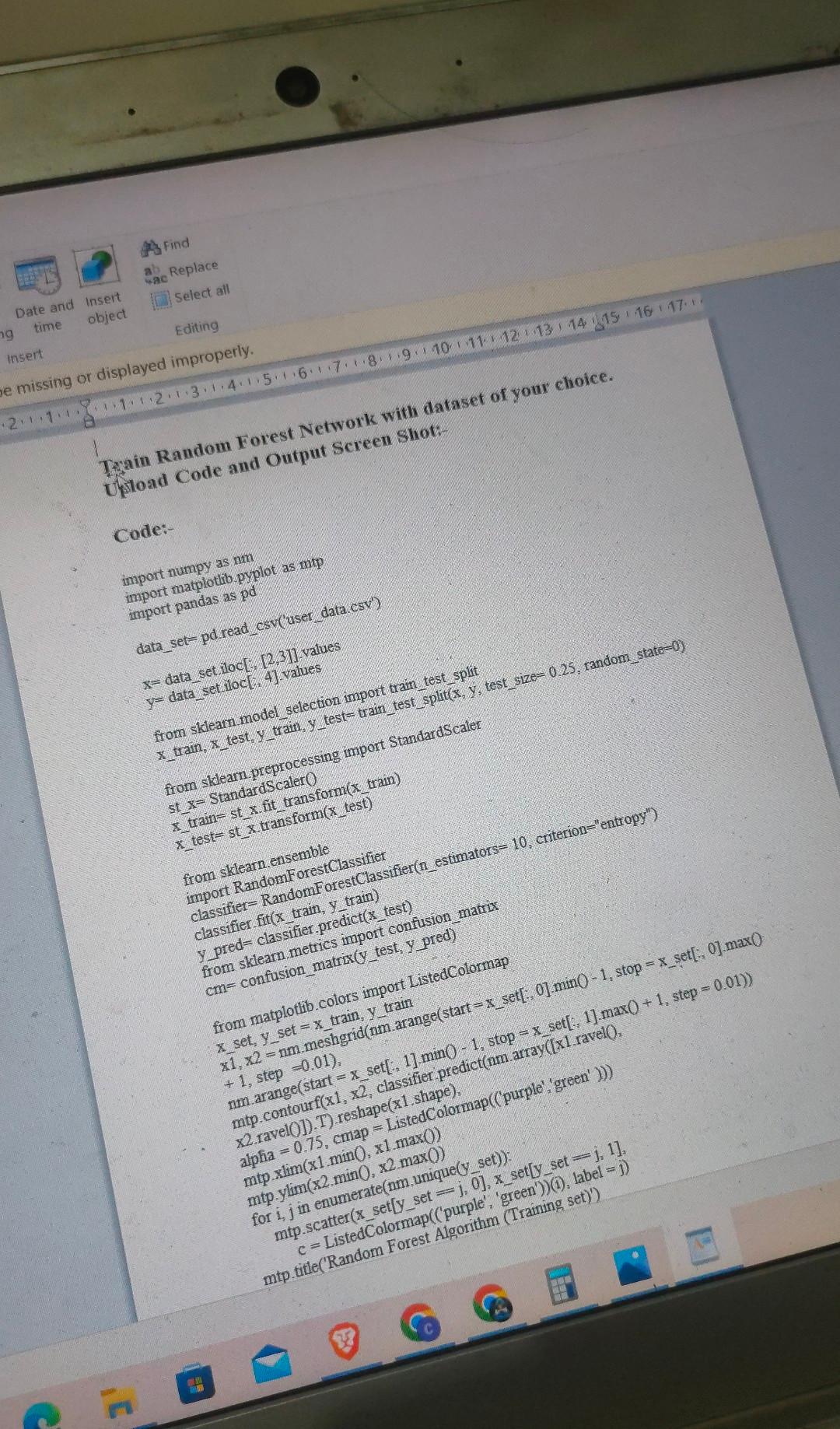 Solved Editing Uptoad Code and Output Setwork with dataset | Chegg.com