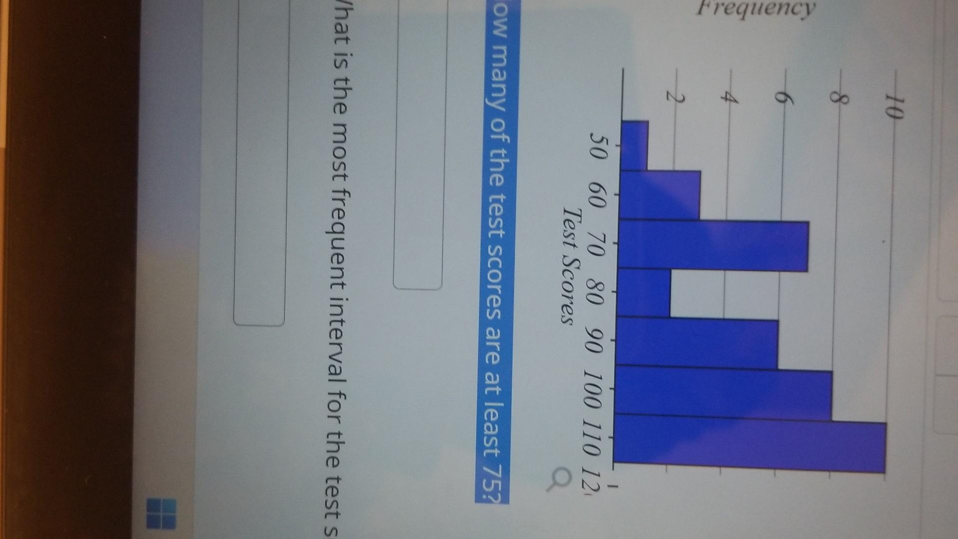 Solved a. how many of the test scores are at least 75 b. | Chegg.com