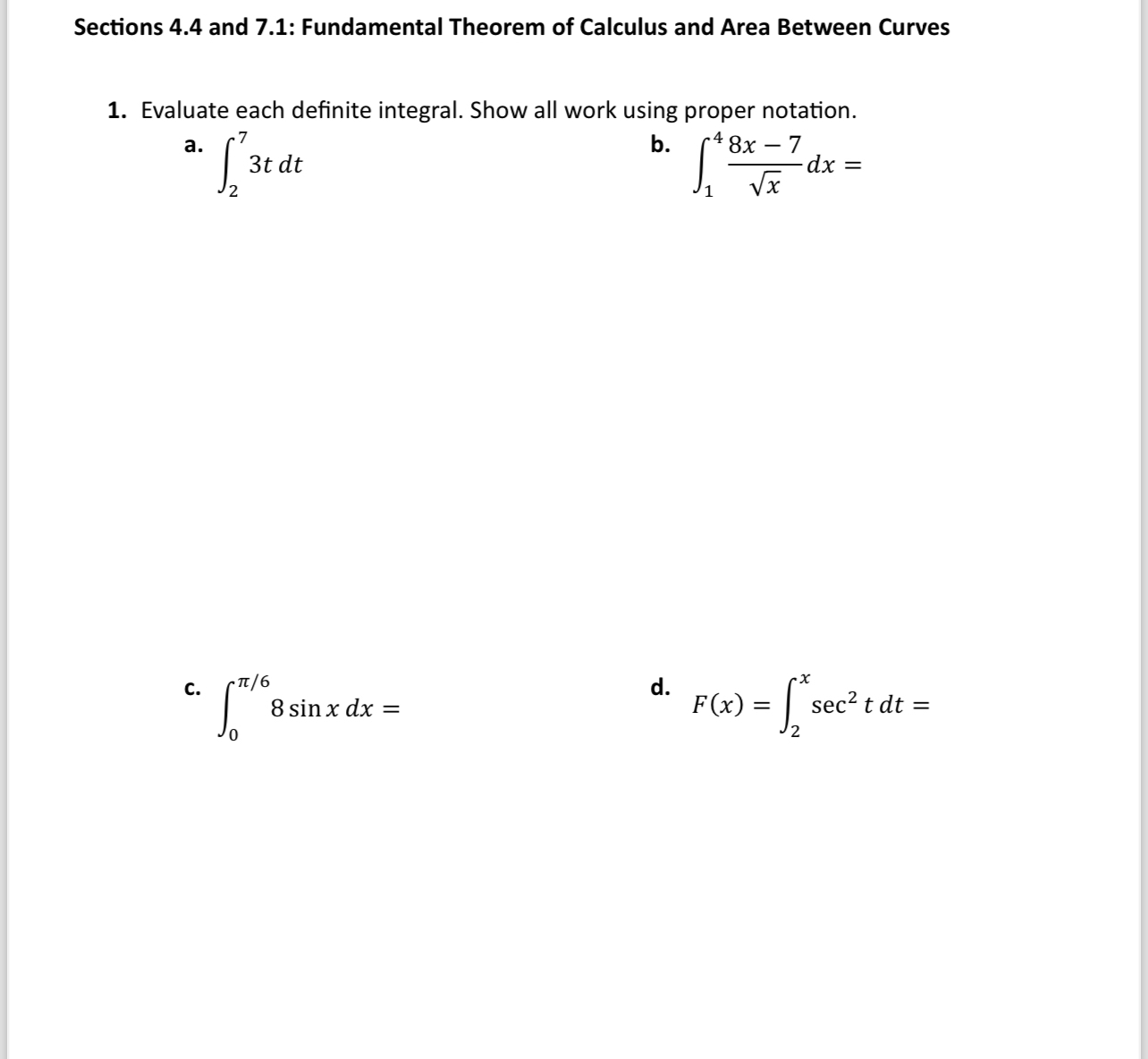 Solved Sections 4.4 ﻿and 7.1: Fundamental Theorem of | Chegg.com