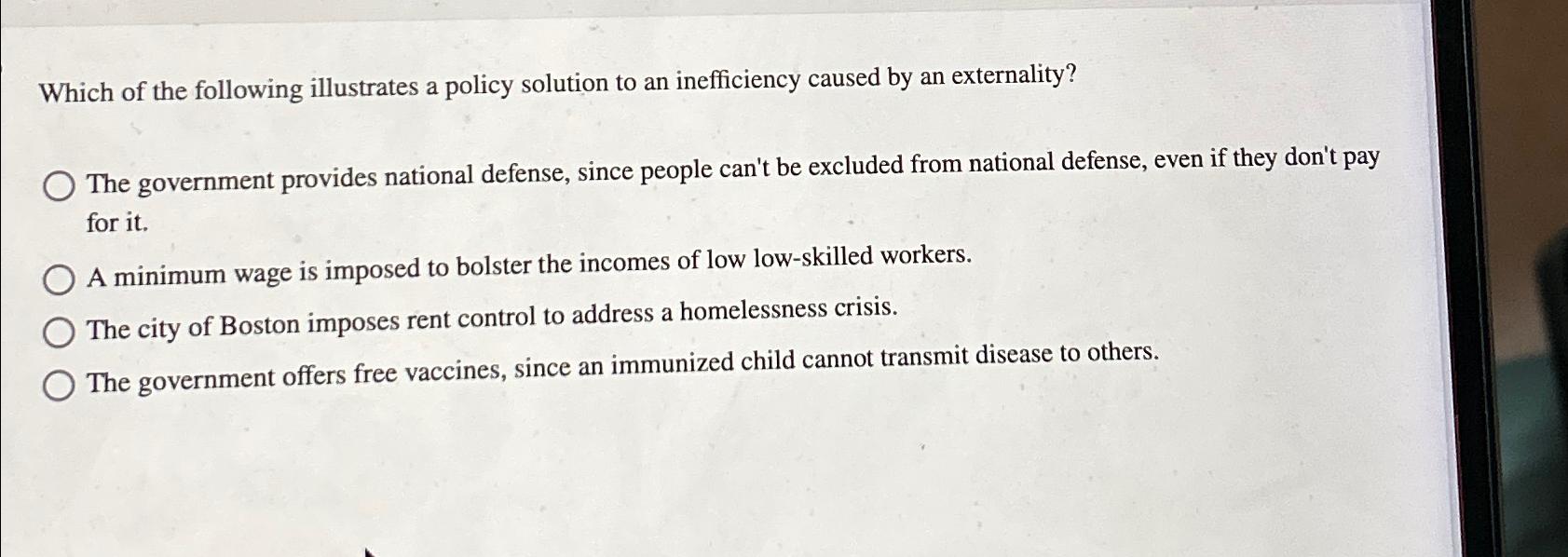 Solved Which of the following illustrates a policy solution | Chegg.com