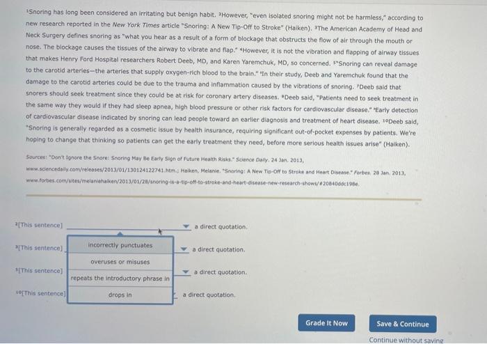 "Snoring has long been considered an irritating but | Chegg.com