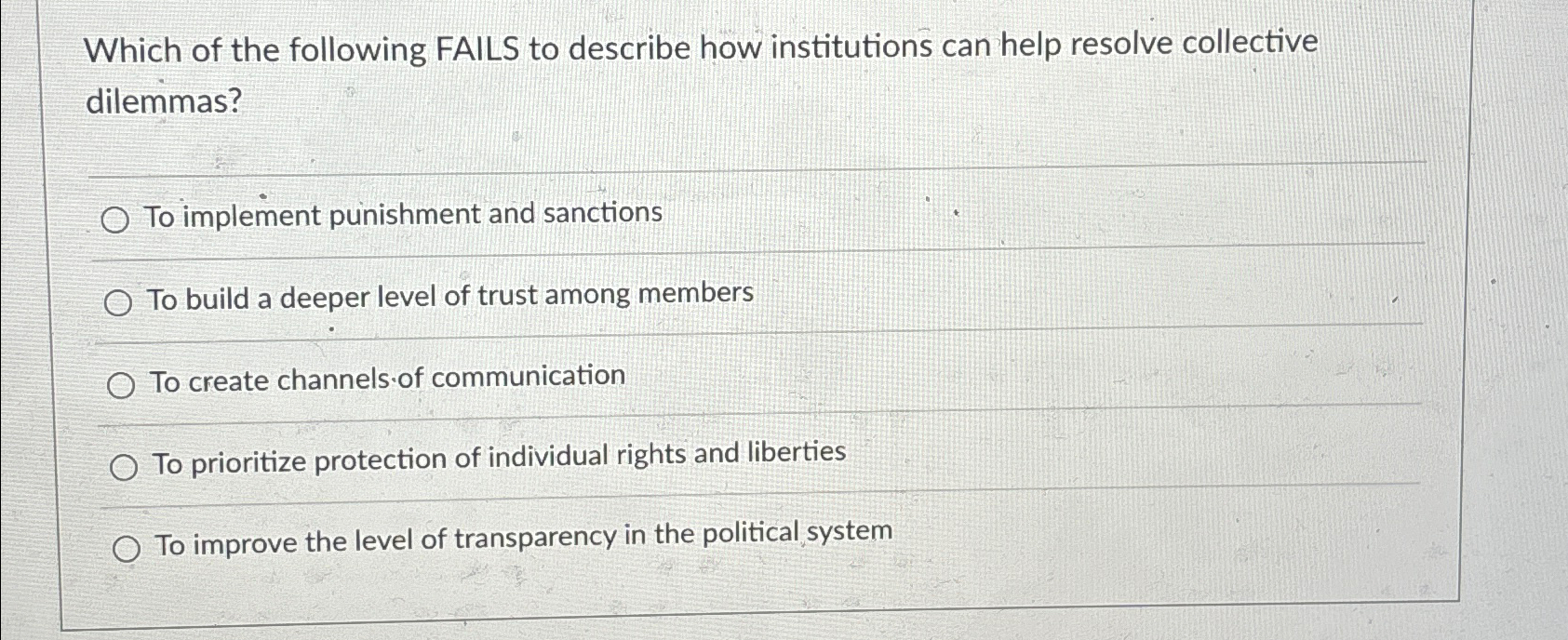 Which of the following FAILS to describe how | Chegg.com