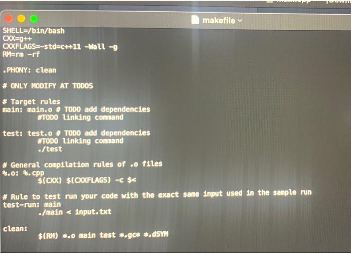 makefile SHELL=/bin/bash CXX=g++ CXXFLAGS=-Std=c++11 | Chegg.com