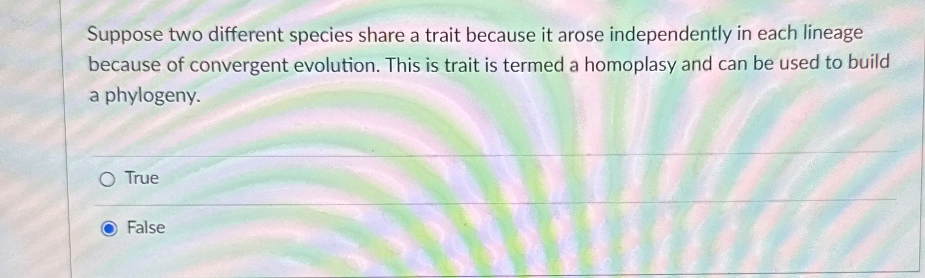 Solved Suppose two different species share a trait because | Chegg.com